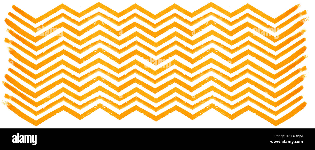Orange watercolor zigzag pattern on white background Stock Photo - Alamy