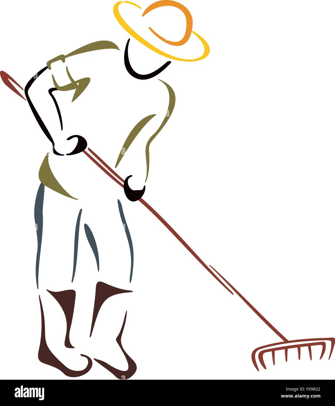 Farm worker pitchfork work Stock Vector Images - Alamy