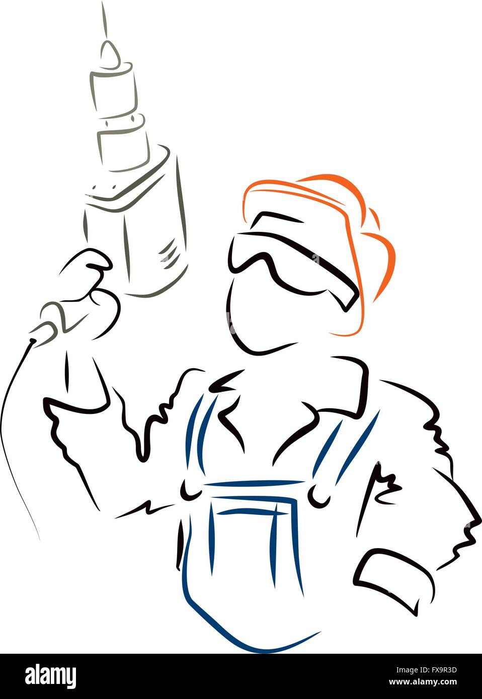 Person with drill isolated Stock Vector Images - Alamy