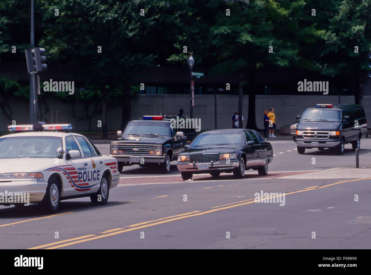 Washington, DC., USA, 1st September,, 1998 Police escort a diplomatic ...