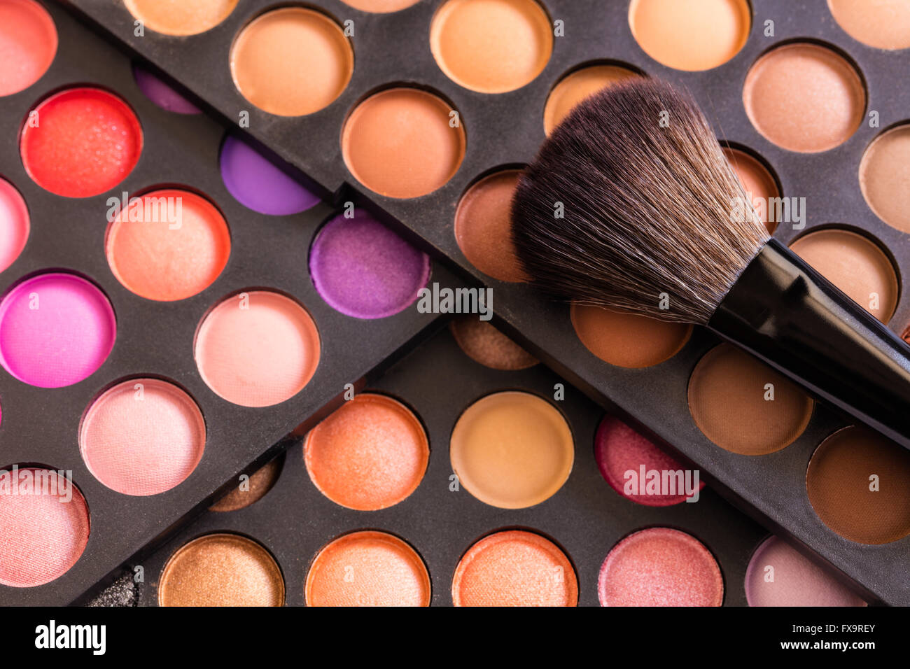 set of decorative cosmetics, Eyeshadow Palette and brush Stock Photo ...