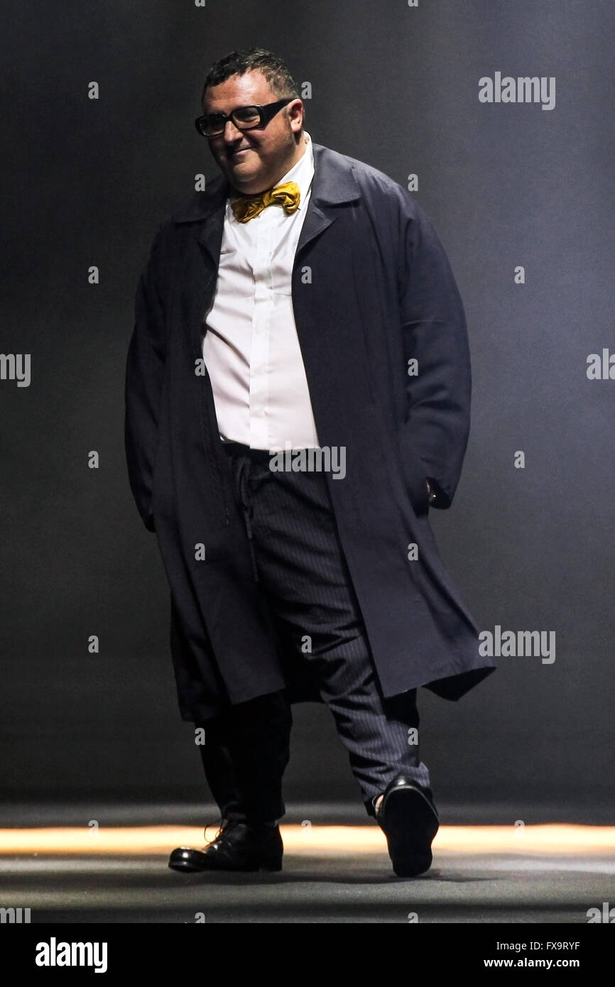 Designer Alber Elbaz walks the runway during the Lanvin show as part of ...
