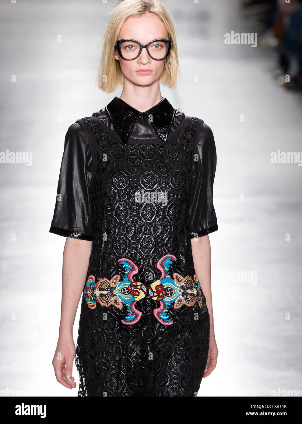 New York City, USA - February 14, 2016: Ida Dyberg walks the runway at ...