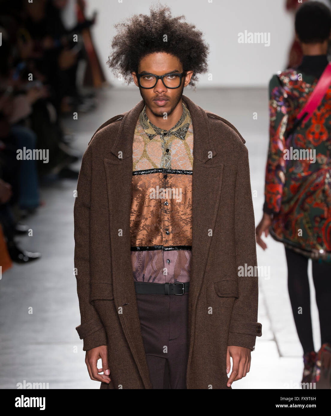 New York City, USA - February 14, 2016: Brandon Bailey walks the runway ...