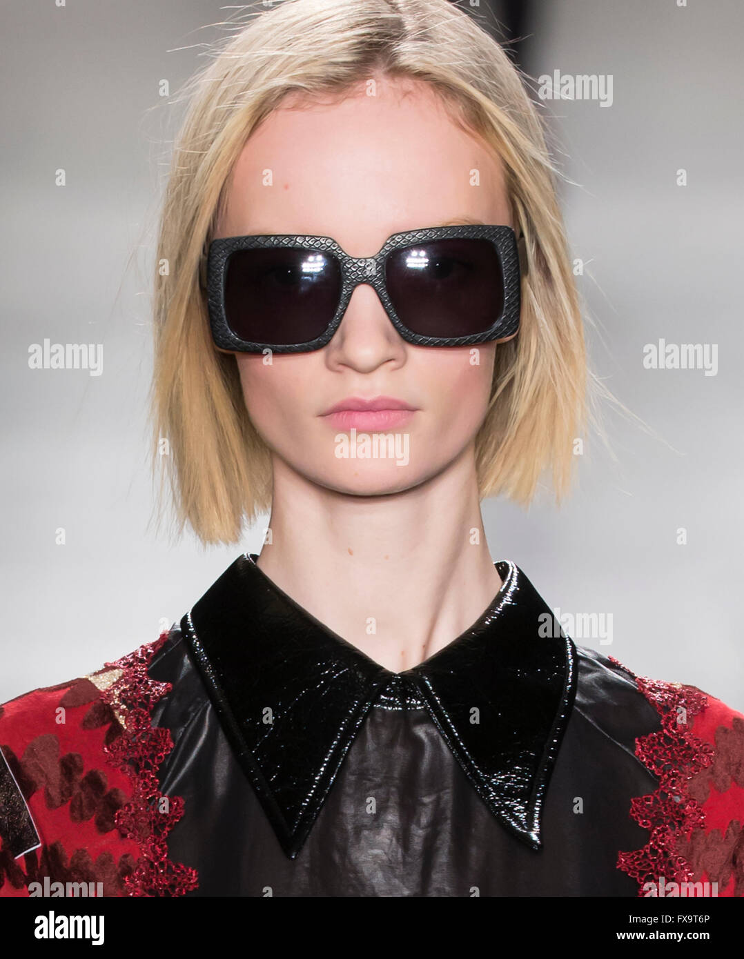 New York City, USA - February 14, 2016: Ida Dyberg walks the runway at ...