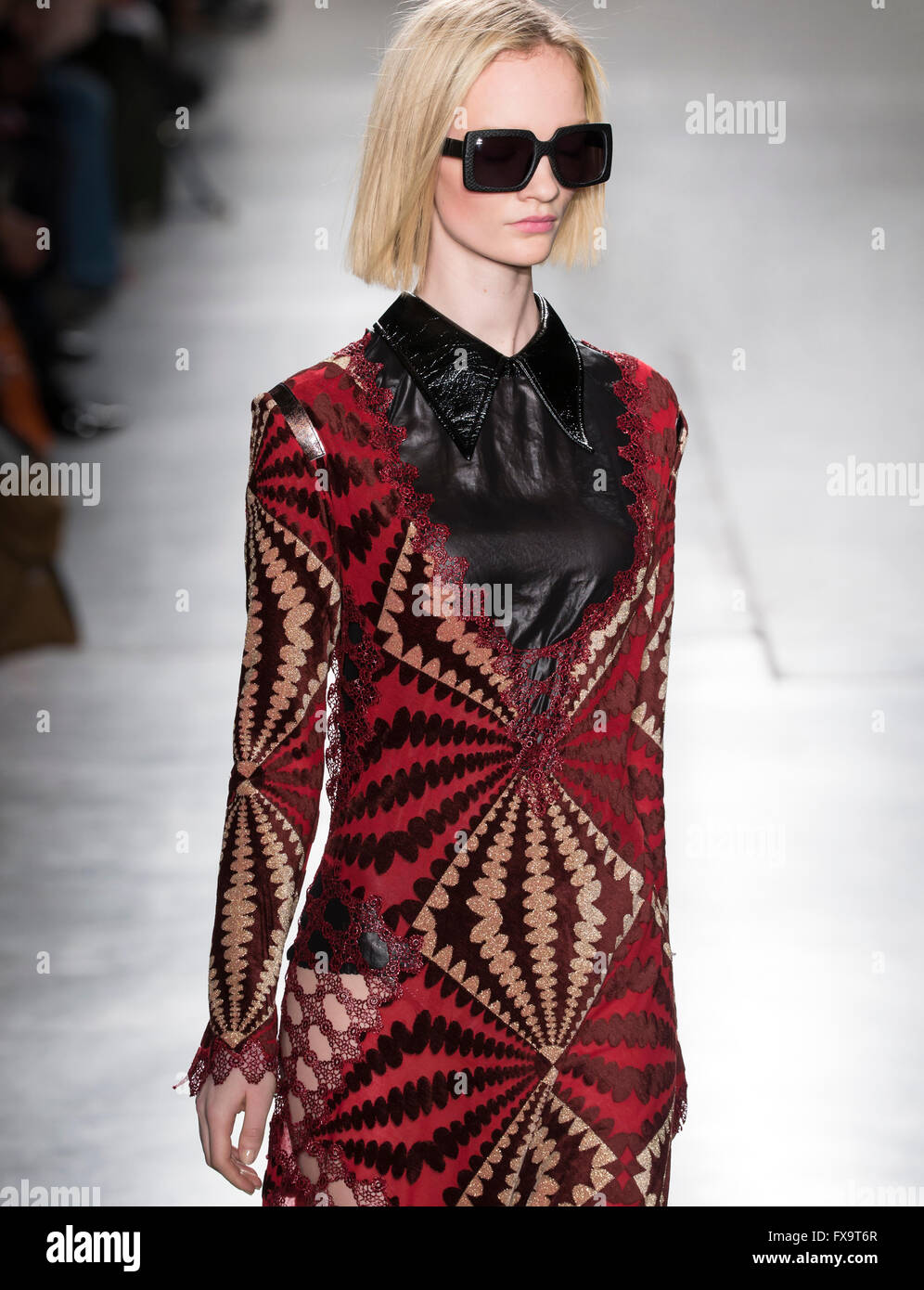 New York City, USA - February 14, 2016: Ida Dyberg walks the runway at ...