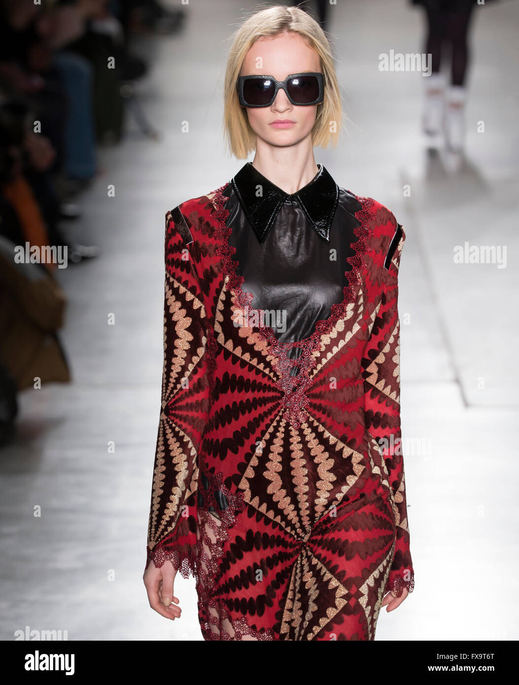 New York City, USA - February 14, 2016: Ida Dyberg walks the runway at ...