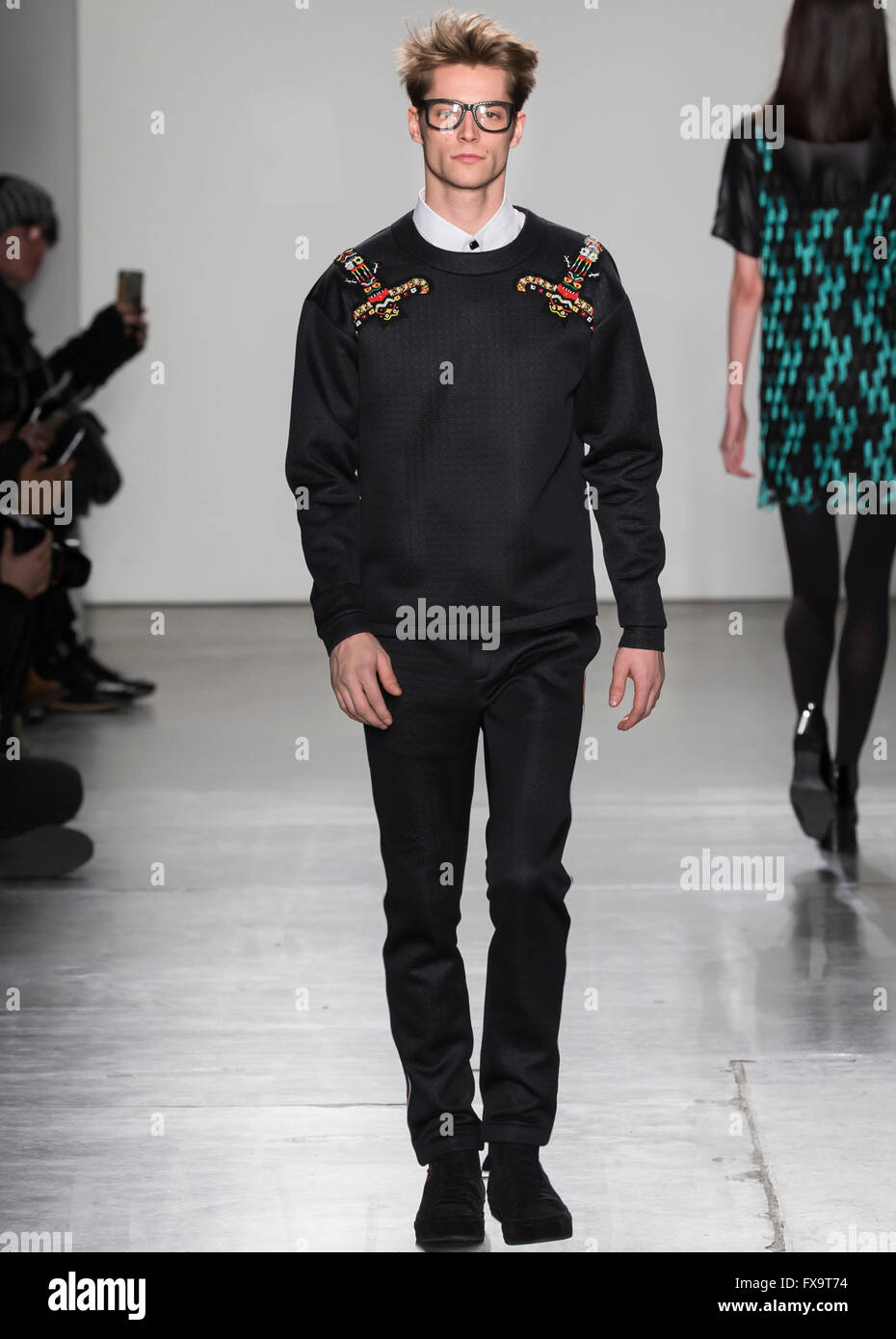 New York City, USA - February 14, 2016: Timothee Bertoni walks the ...