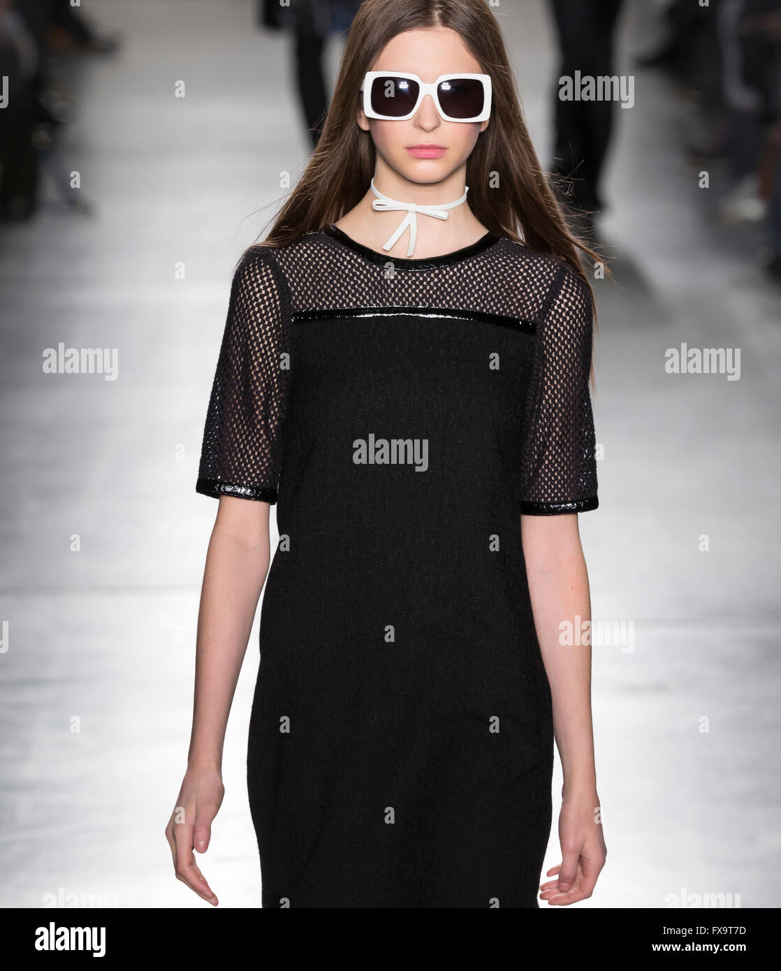 New York City, USA - February 14, 2016: Laura Winges walks the runway ...