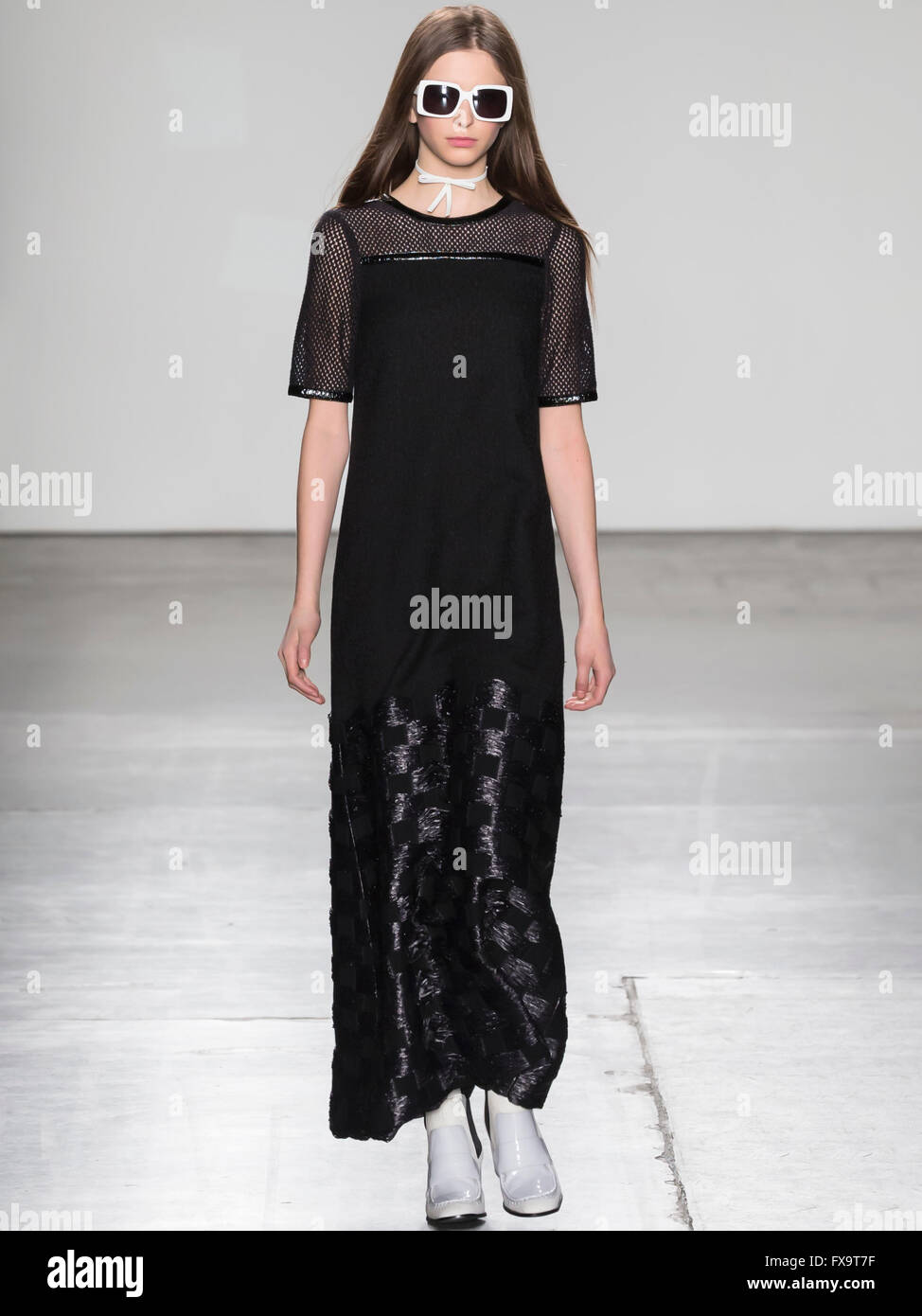 New York City, USA - February 14, 2016: Laura Winges walks the runway ...