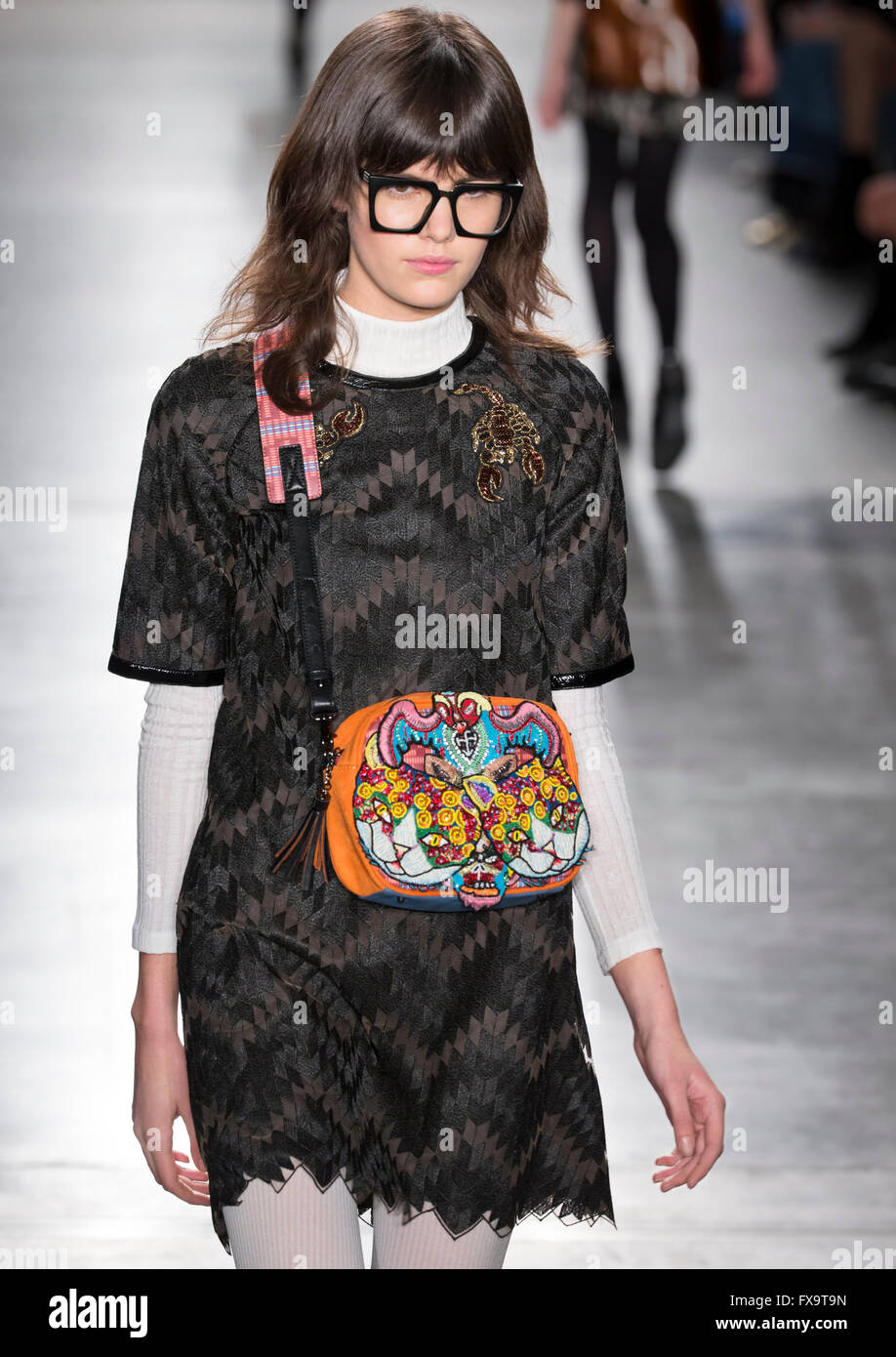 New York City, USA - February 14, 2016: Maria Debicka walks the runway ...