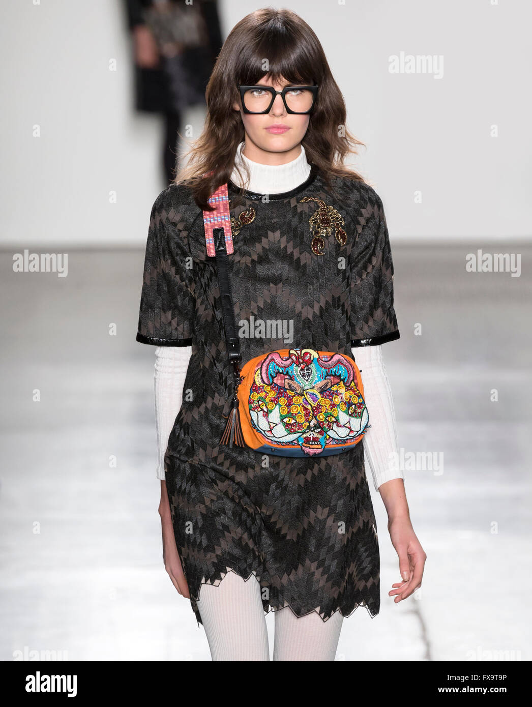 New York City, USA - February 14, 2016: Maria Debicka walks the runway ...