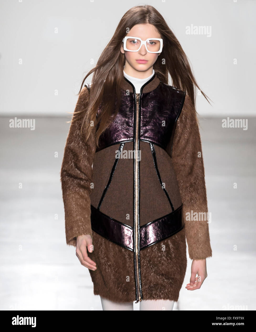 New York City, USA - February 14, 2016: Laura Winges walks the runway ...