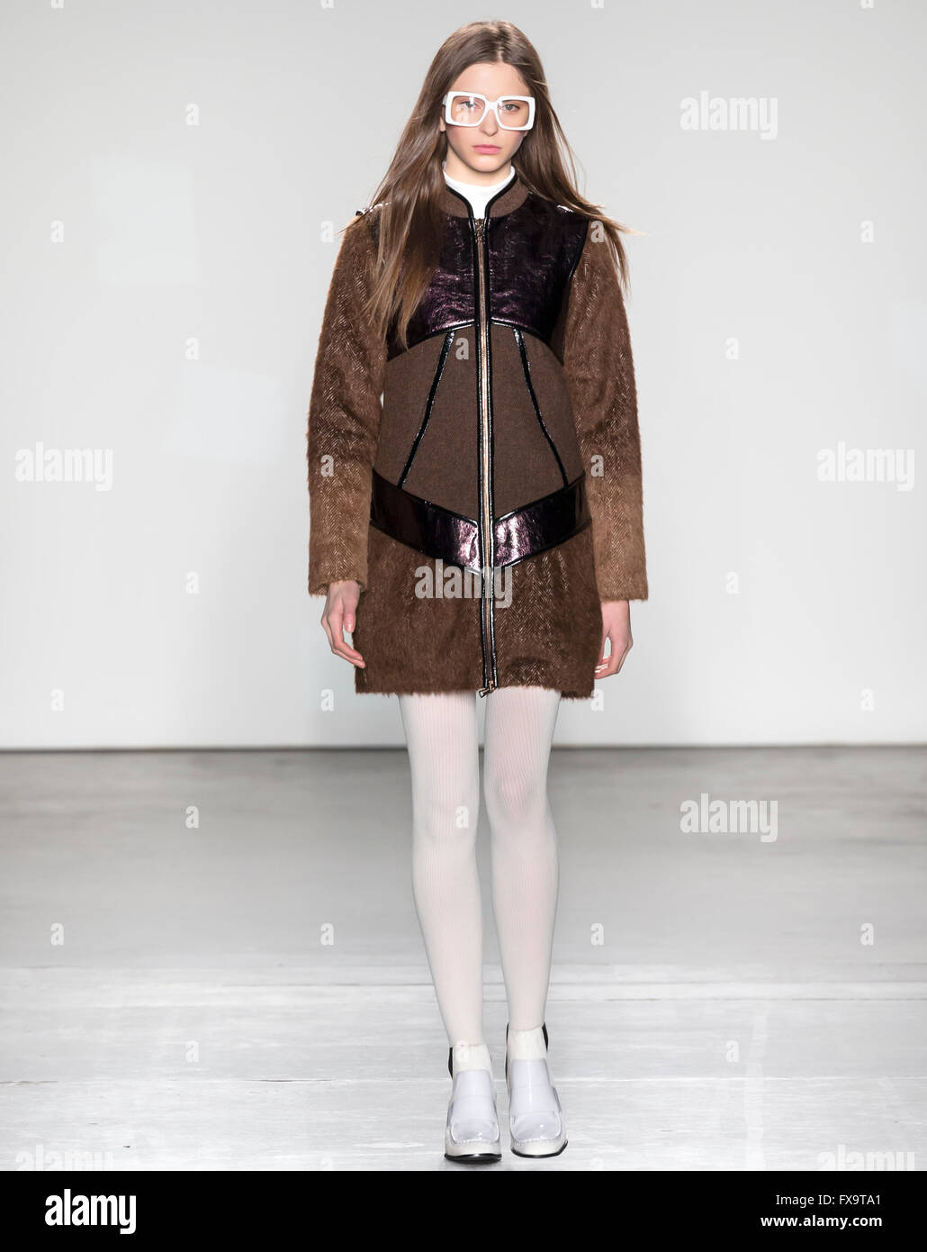 New York City, USA - February 14, 2016: Laura Winges walks the runway ...