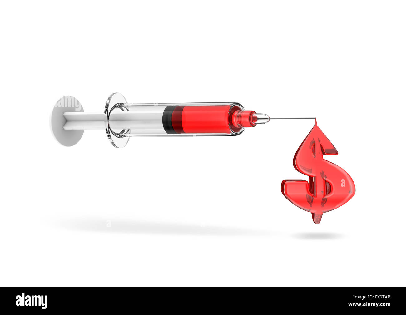 Dollar drop syringe / 3D render of medical spending concept Stock Photo ...