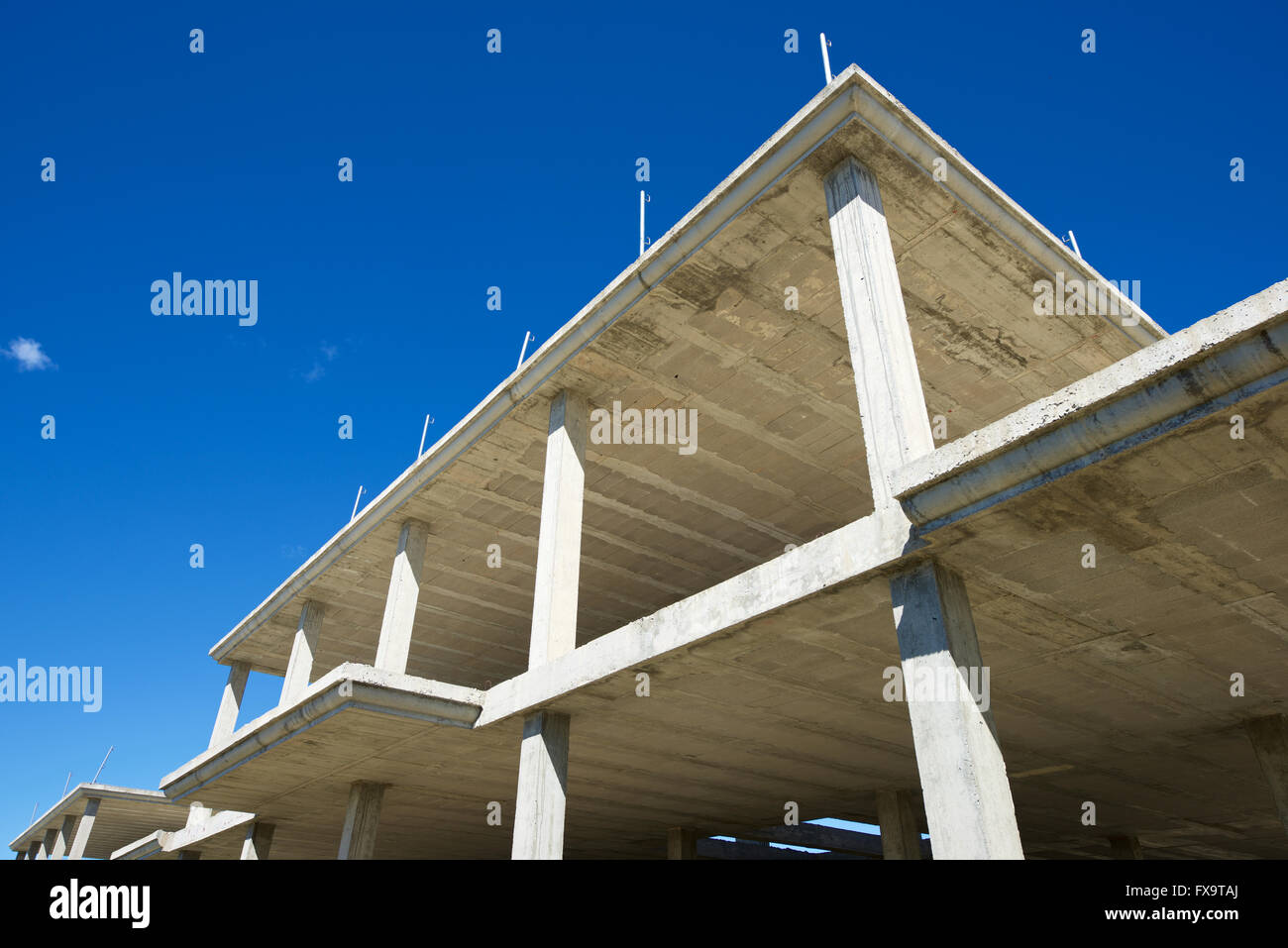 Reinforced concrete slabs of a residential building under construction ...