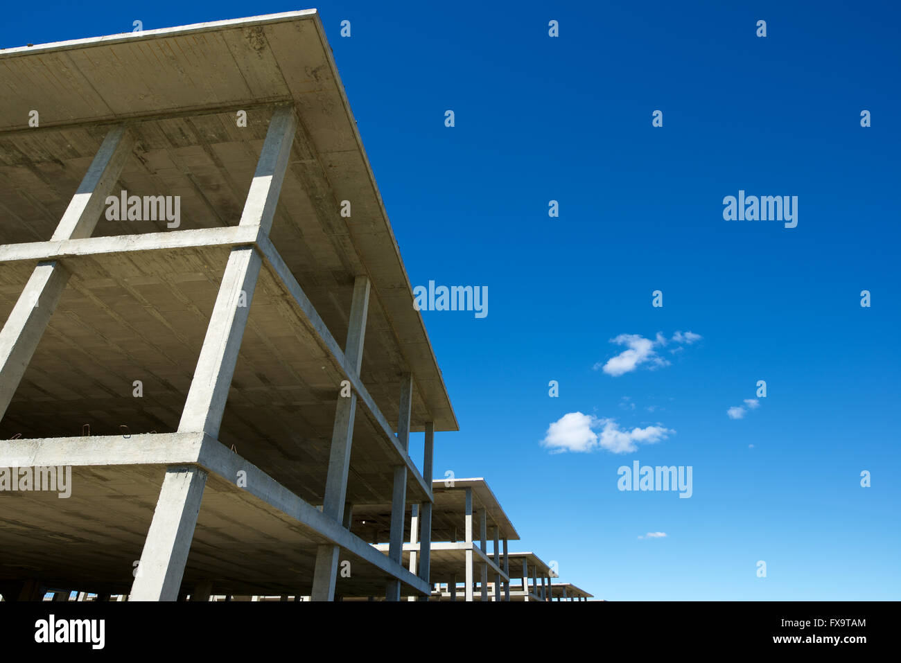 Reinforced concrete slabs of a residential building under construction ...