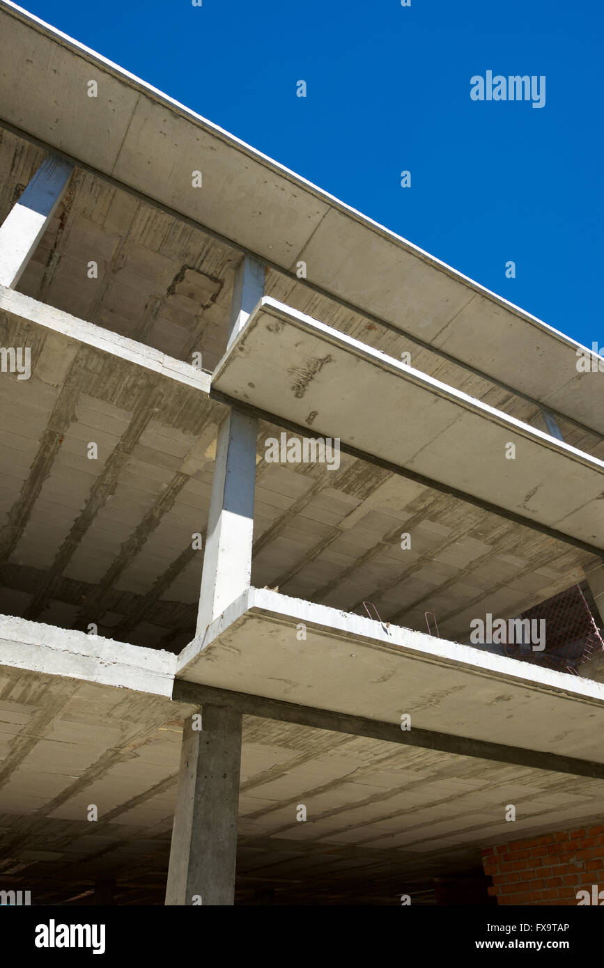 Reinforced concrete slabs of a residential building under construction ...