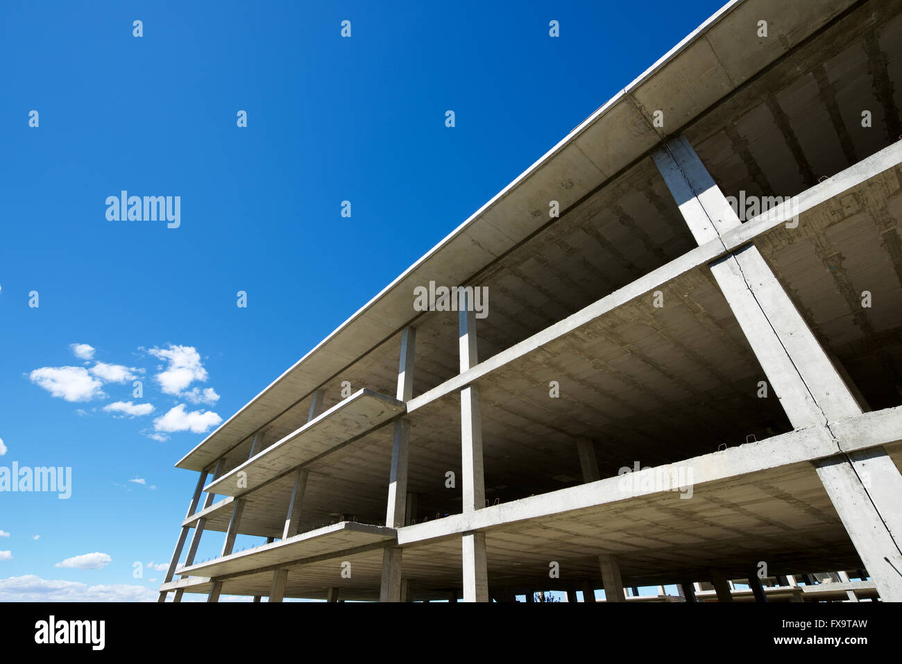 Reinforced concrete slabs of a residential building under construction ...