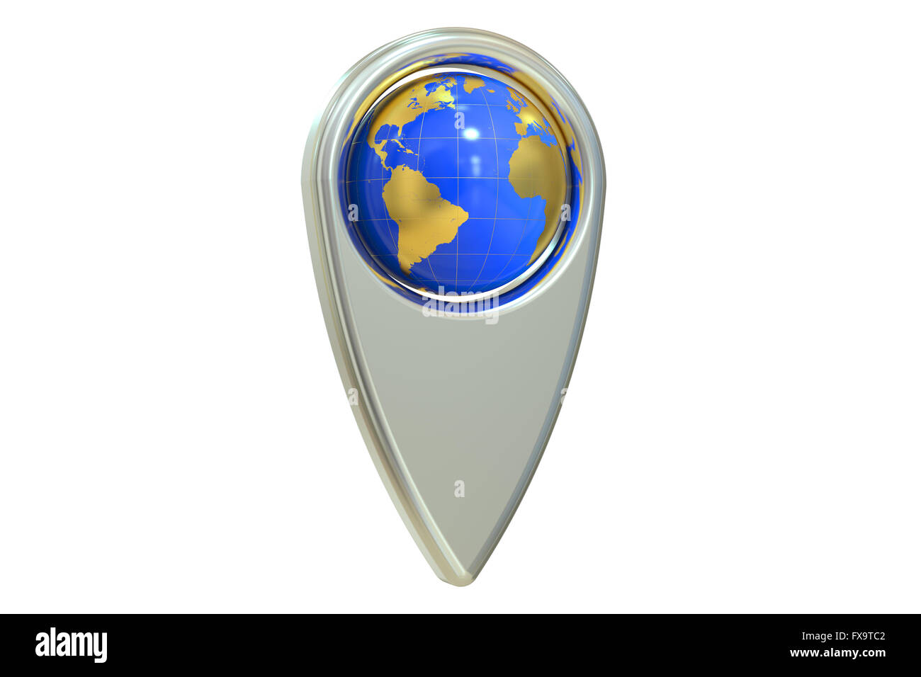 map pointer with globe, 3D rendering isolated on white background Stock ...