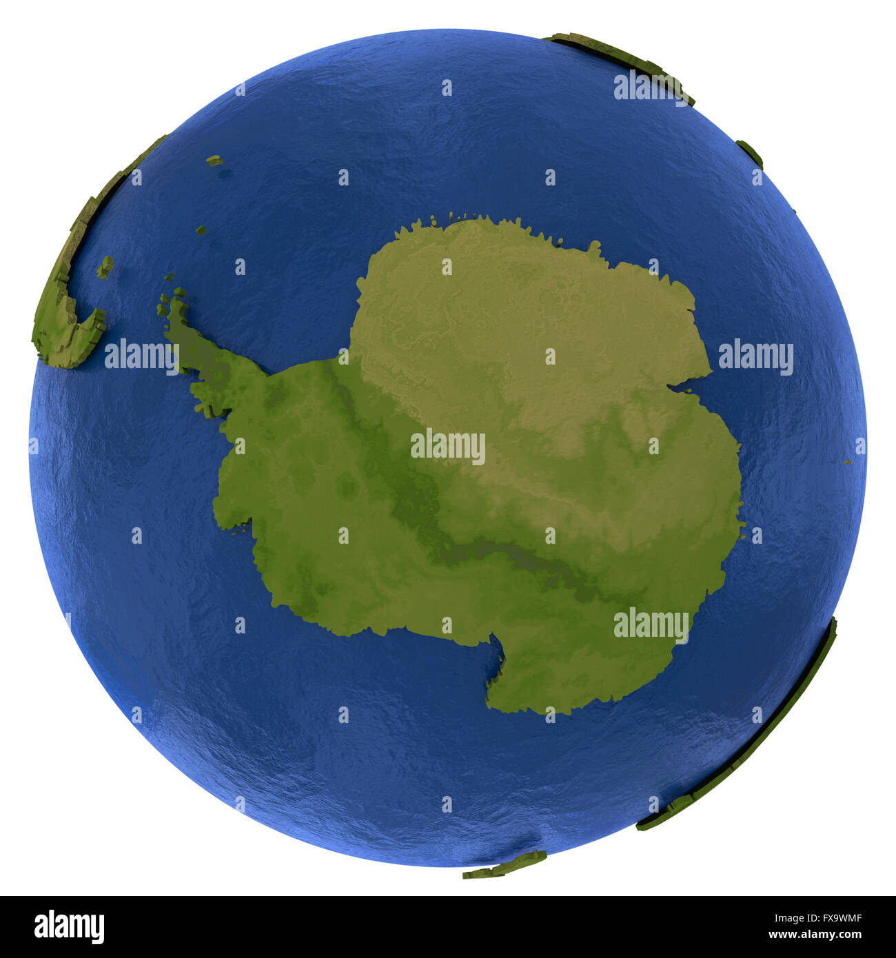 Antarctica on detailed model of planet Earth with visible country ...