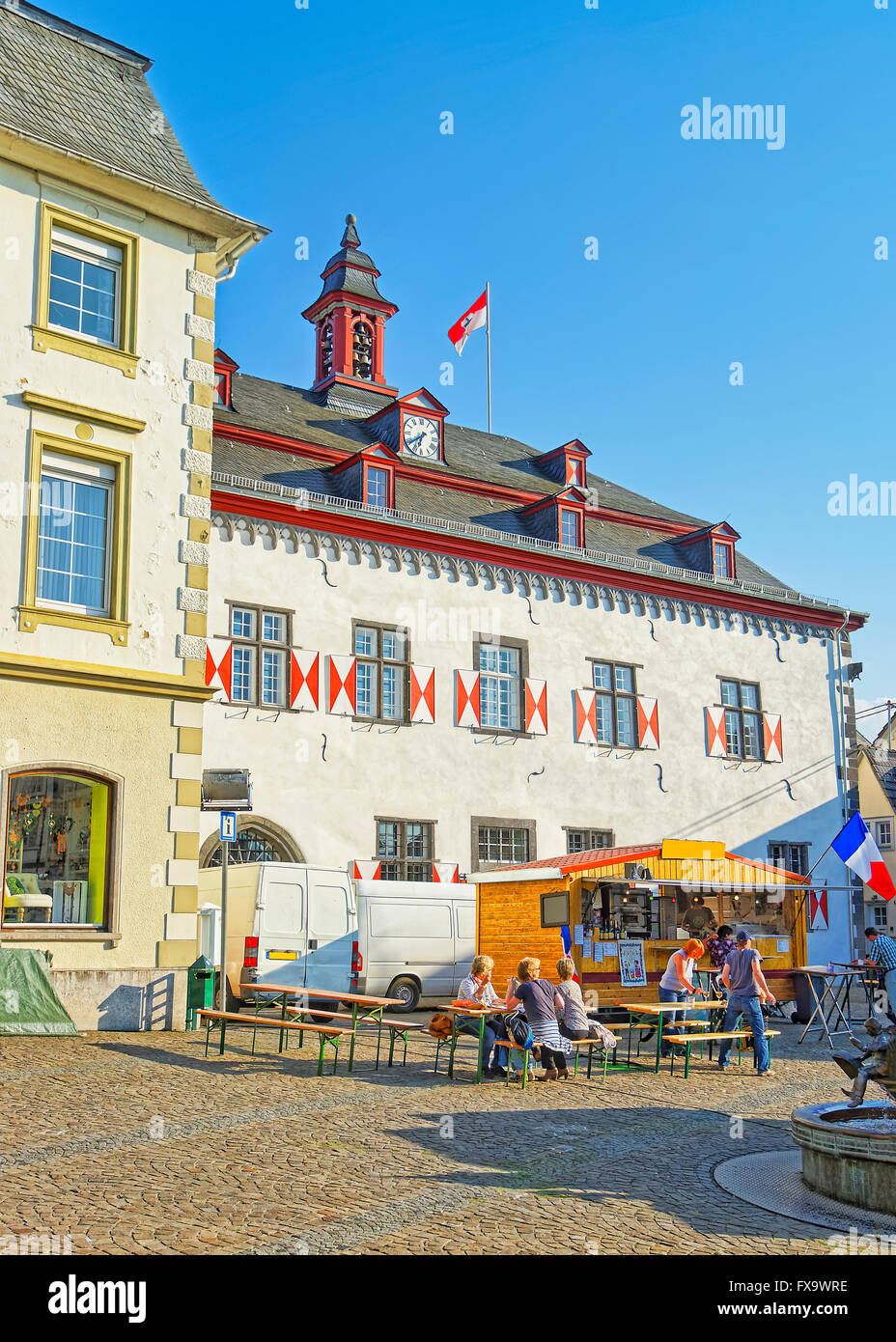 LINZ AM RHEIN, GERMANY - MAY 4, 2013: Street view on City Hall on ...