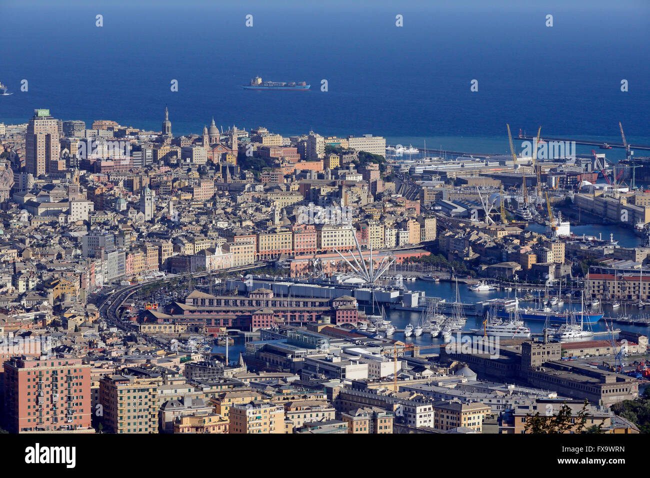 Panoramic view on old town, Genoa, Ligury, Italy, Europe Stock Photo ...
