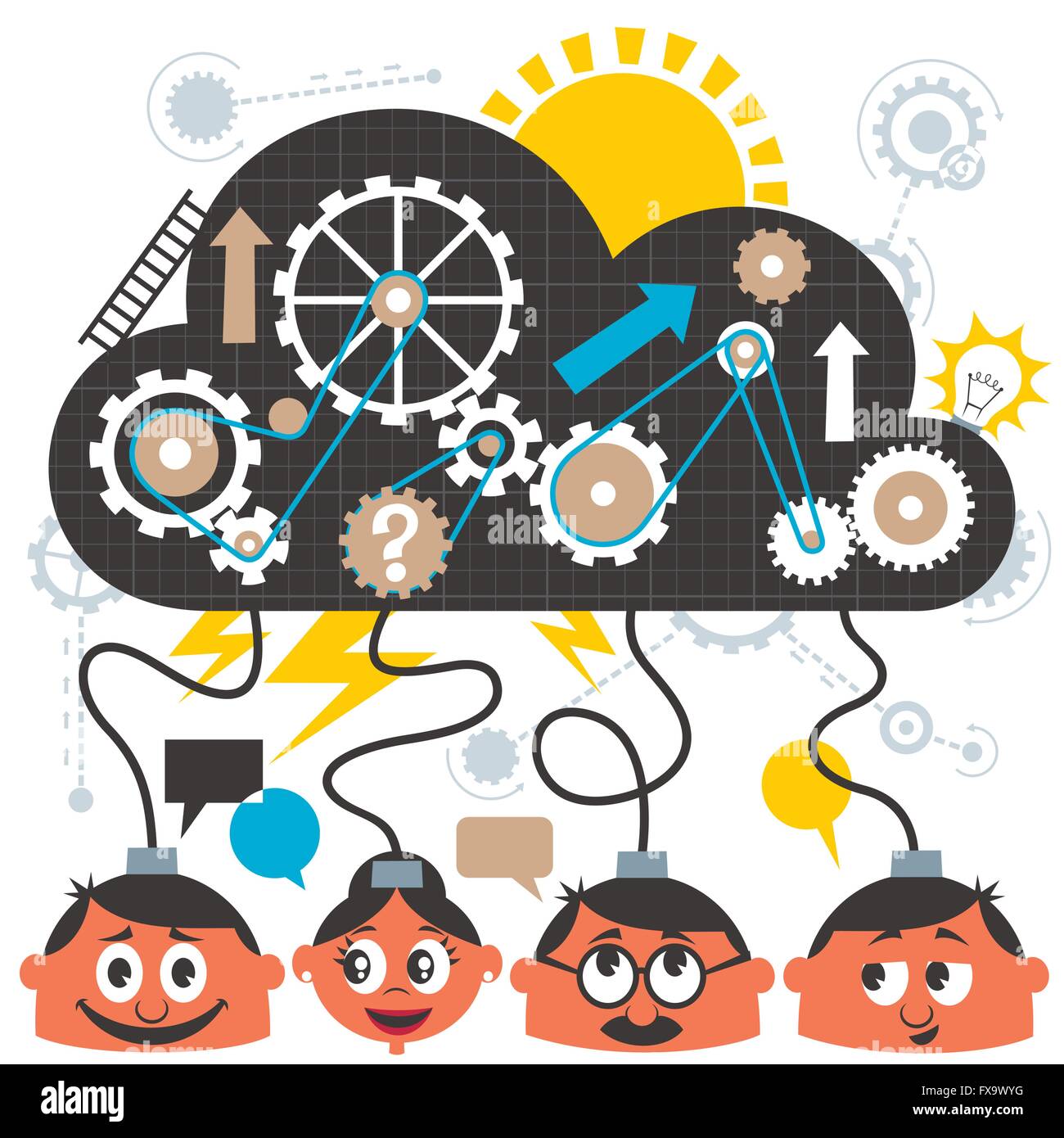 Woman storm cloud head Stock Vector Images - Alamy