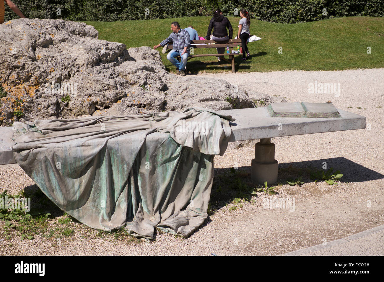 Lord Byron bench in the Anciant man made waterfalls near Terni in ...