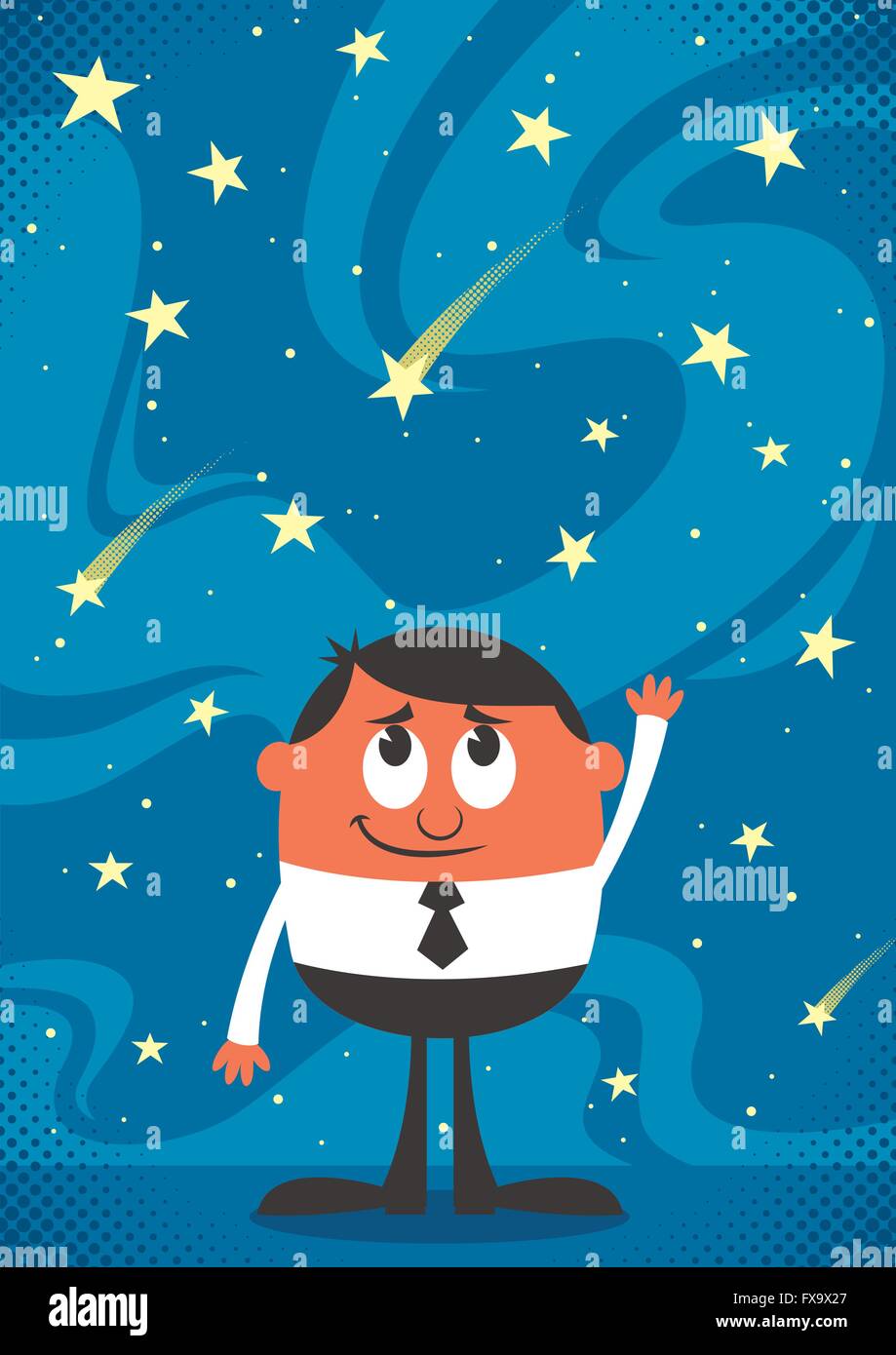 Man reaching to the stars. No transparency and gradients used Stock ...