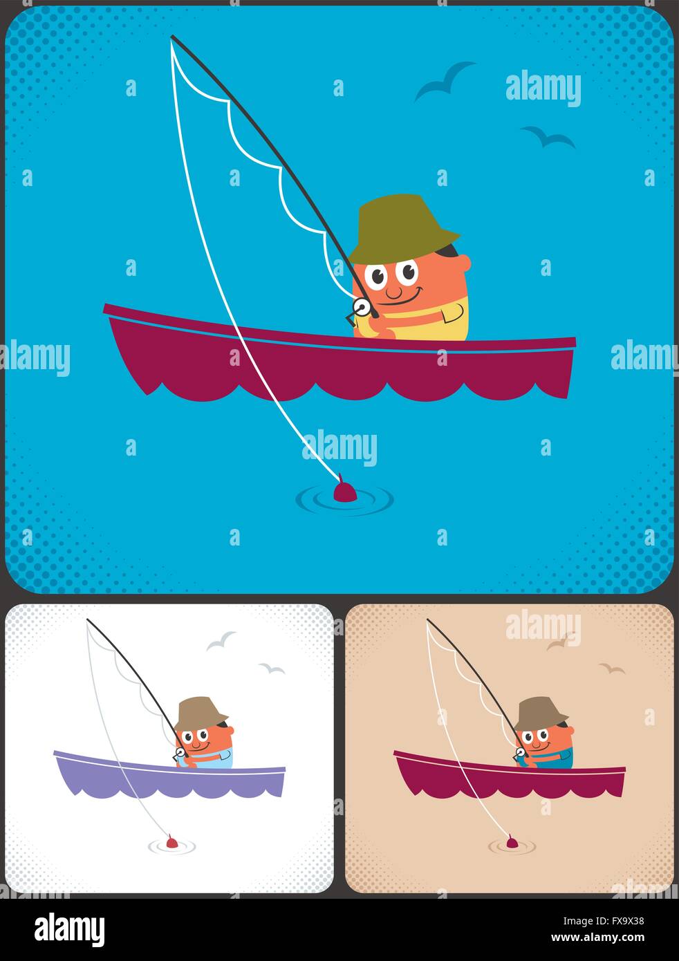 Fisherman sea in boat Stock Vector Images - Alamy