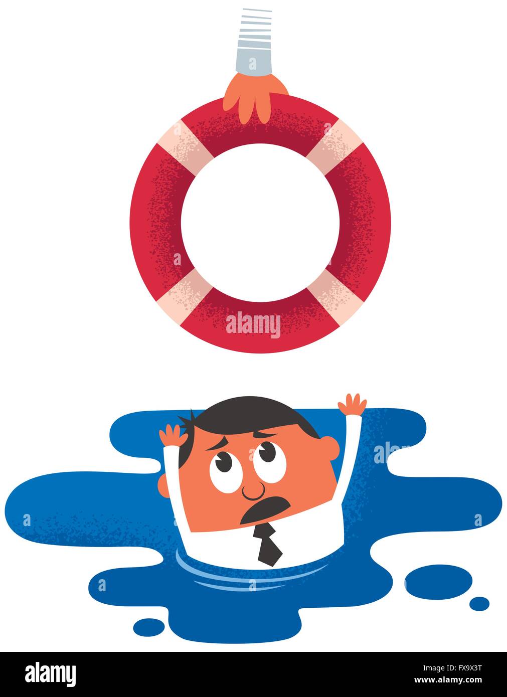 Concept illustration of drowning man receiving help Stock Vector Image ...