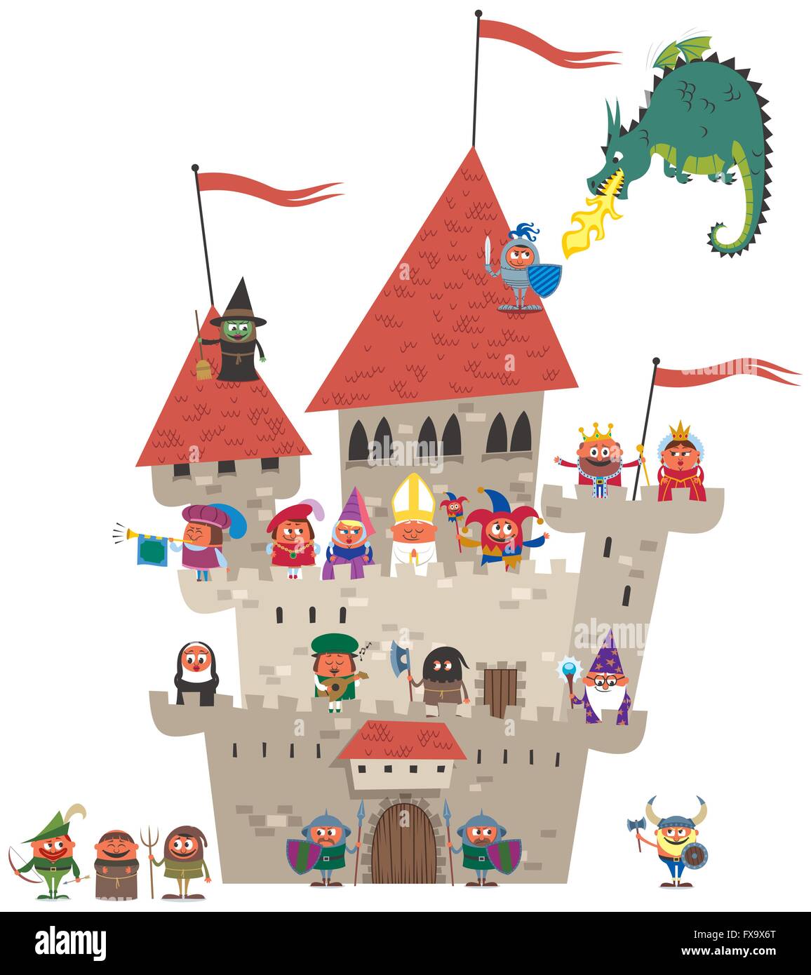 Small cartoon kingdom on white background. No transparency and ...