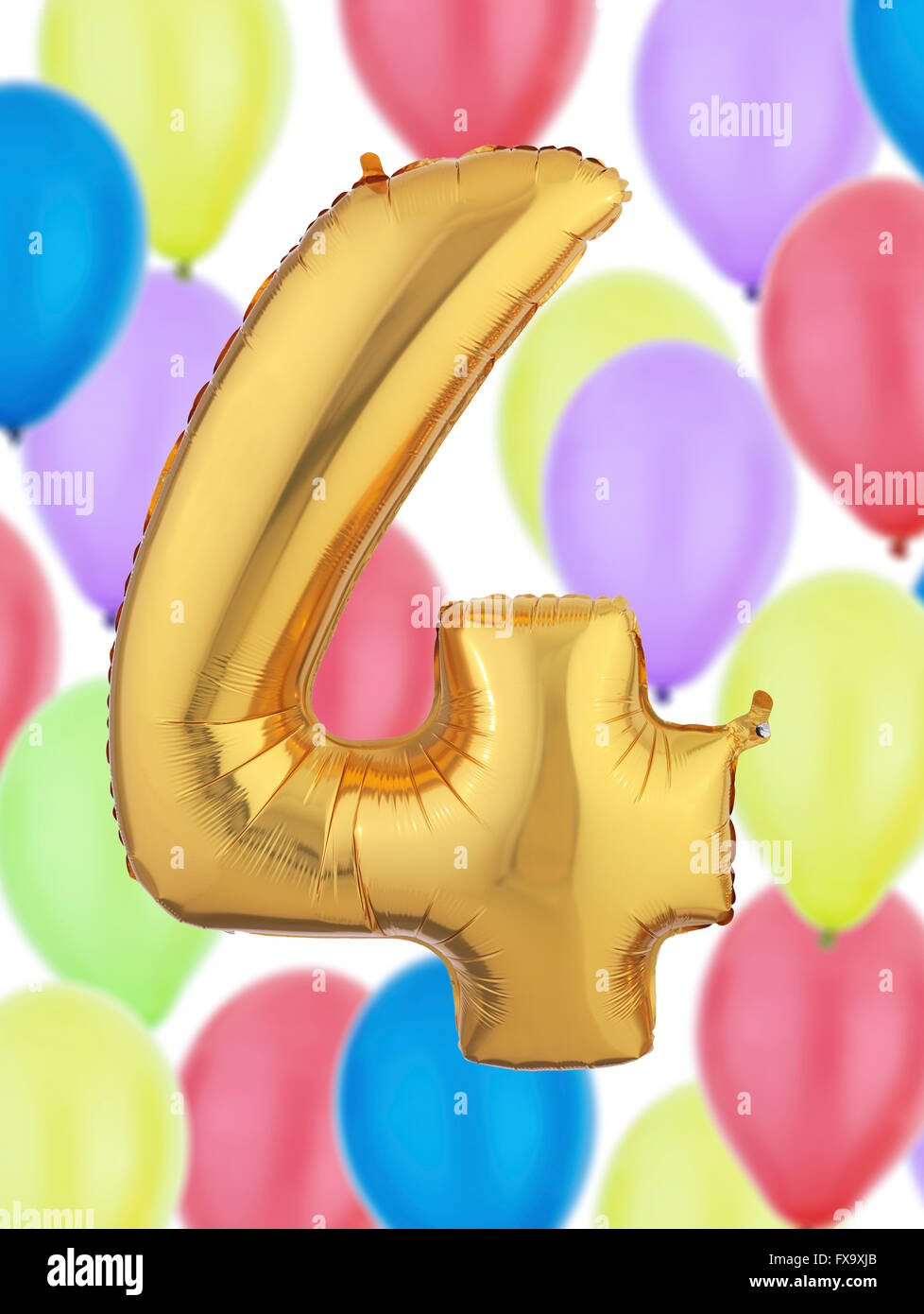 Number 4 Gold Balloon Stock Photo - Alamy