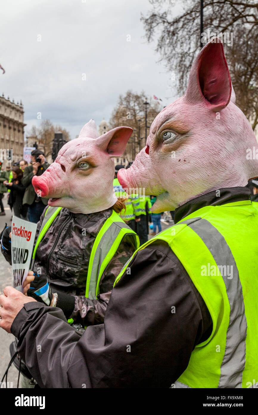 Demonstrators Wearing Pig Masks Call For The Resignation Of Prime ...
