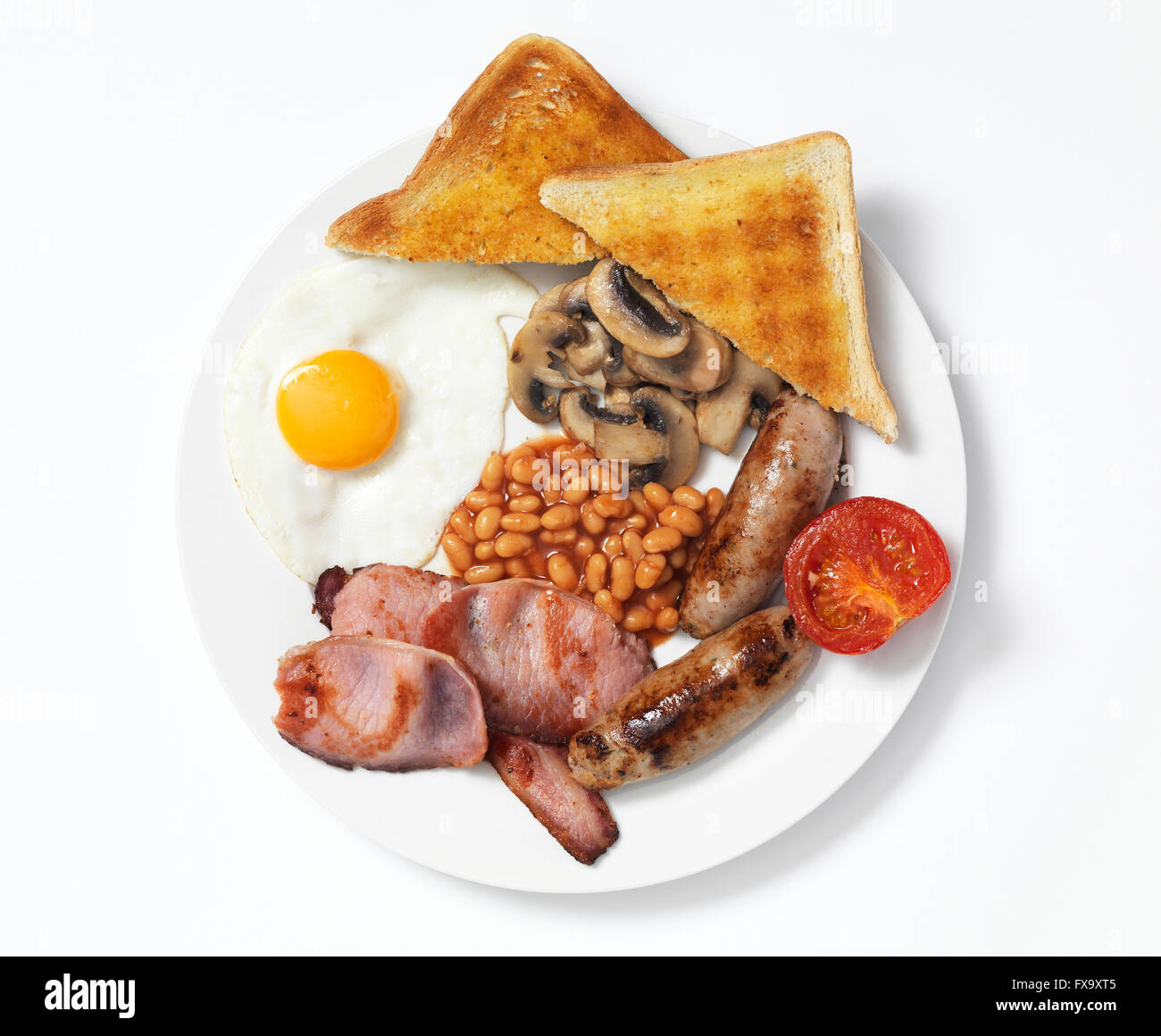 Fried Breakfast on white plate Stock Photo - Alamy