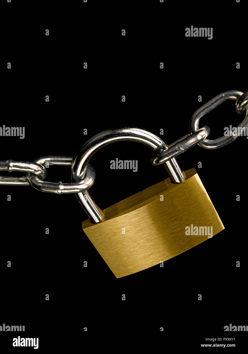 Padlock and chain on black Stock Photo - Alamy