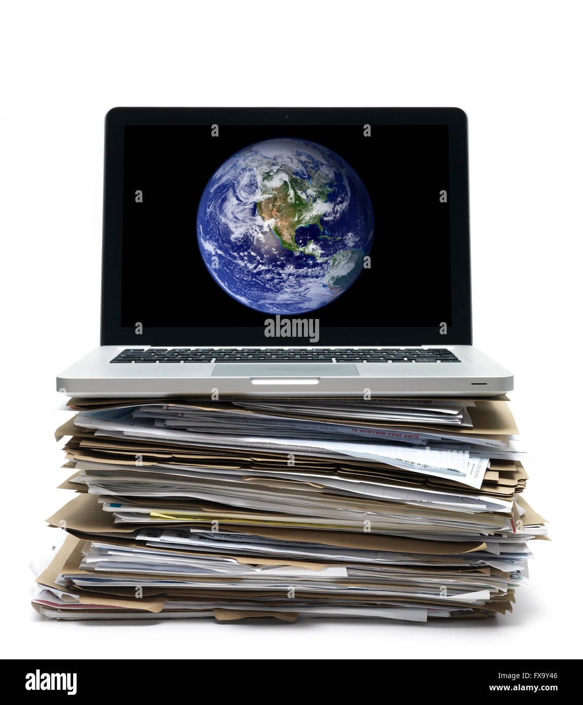 Paperwork with laptop Stock Photo - Alamy
