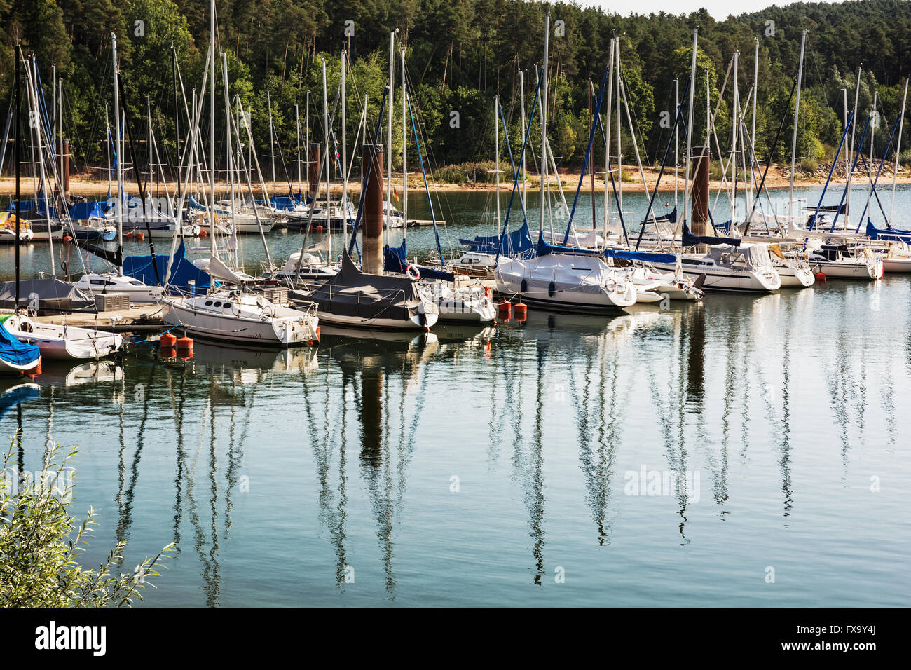 Sailboats at the pier in Brombachsee, Germany. Summer vacation. Travel ...