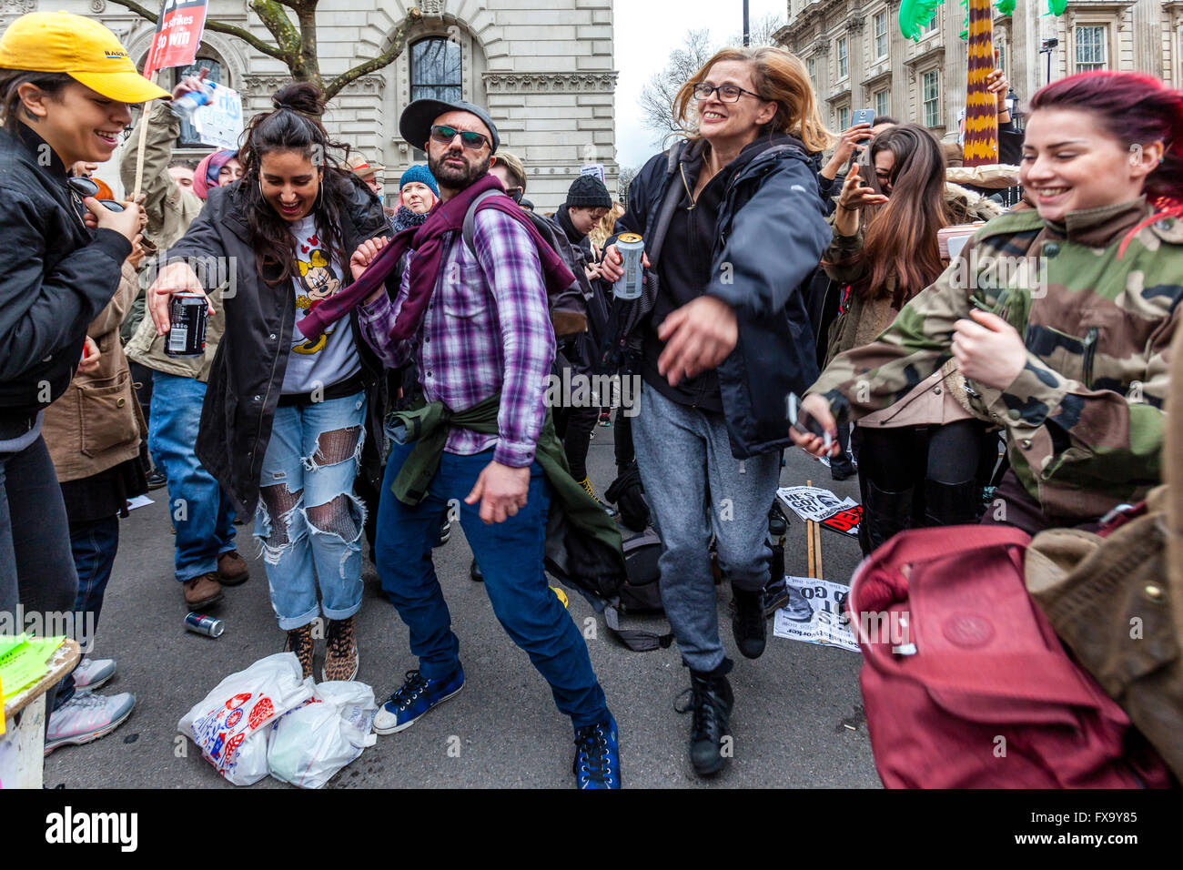 Young People Dancing Outside The Gates Of Downing Street After Calling ...