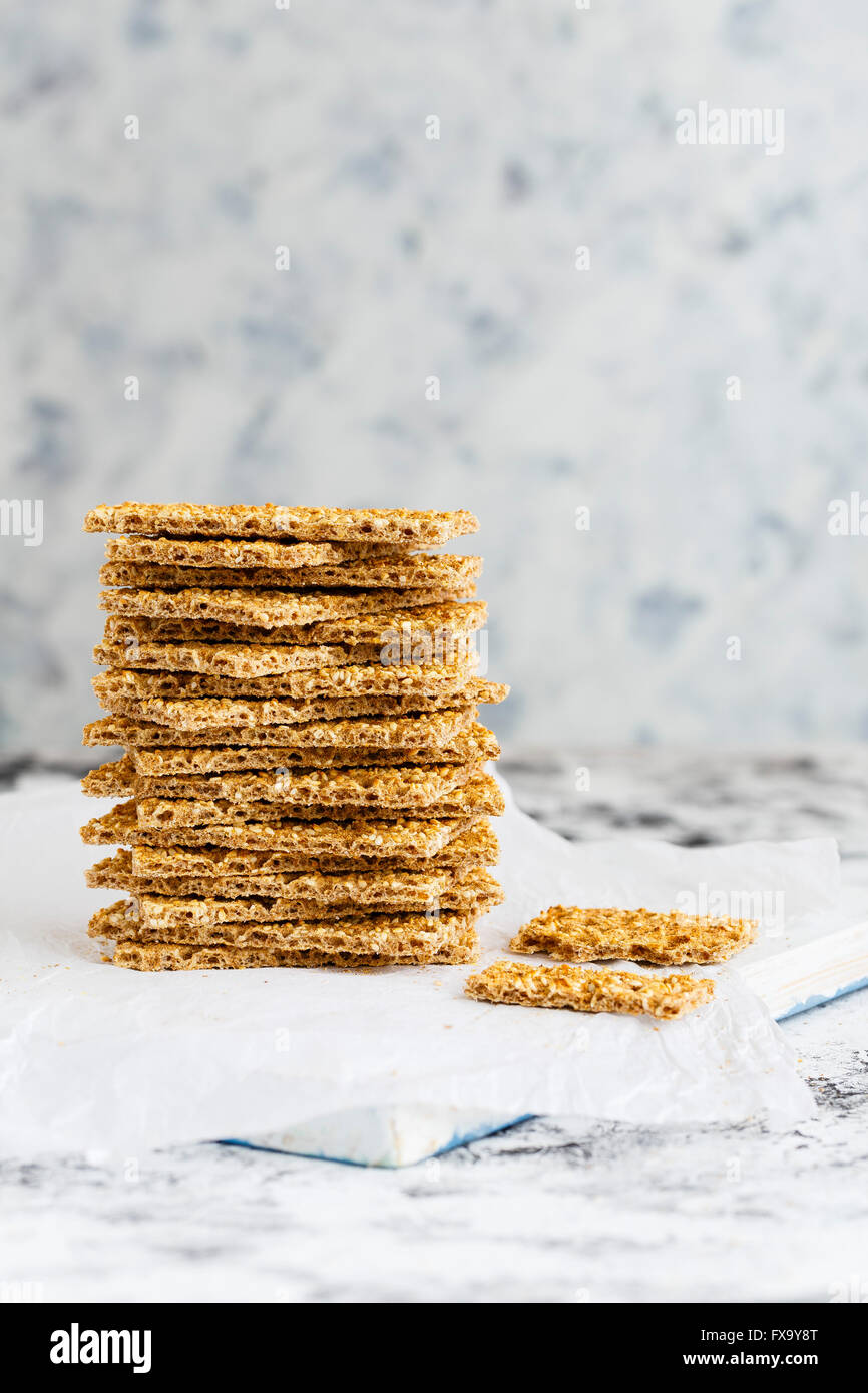 Stack of Crispbread Stock Photo - Alamy