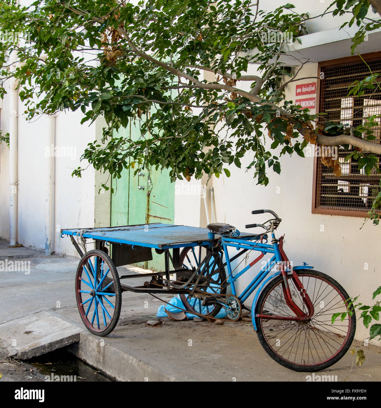 Bicycle outside building on a street in Pondicherry India Stock Photo ...