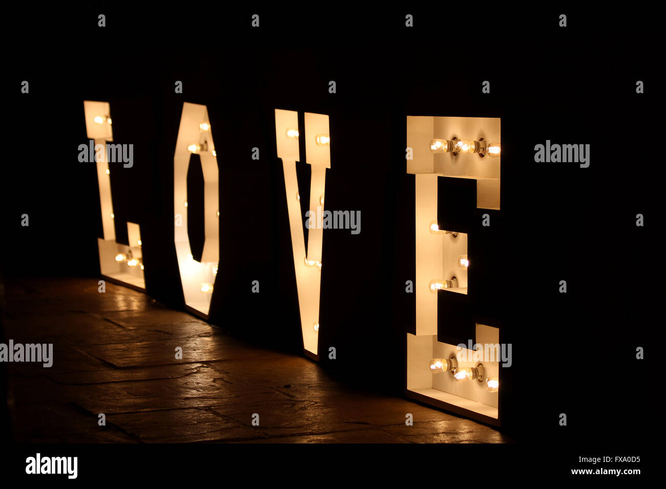 love sign with lights Stock Photo - Alamy