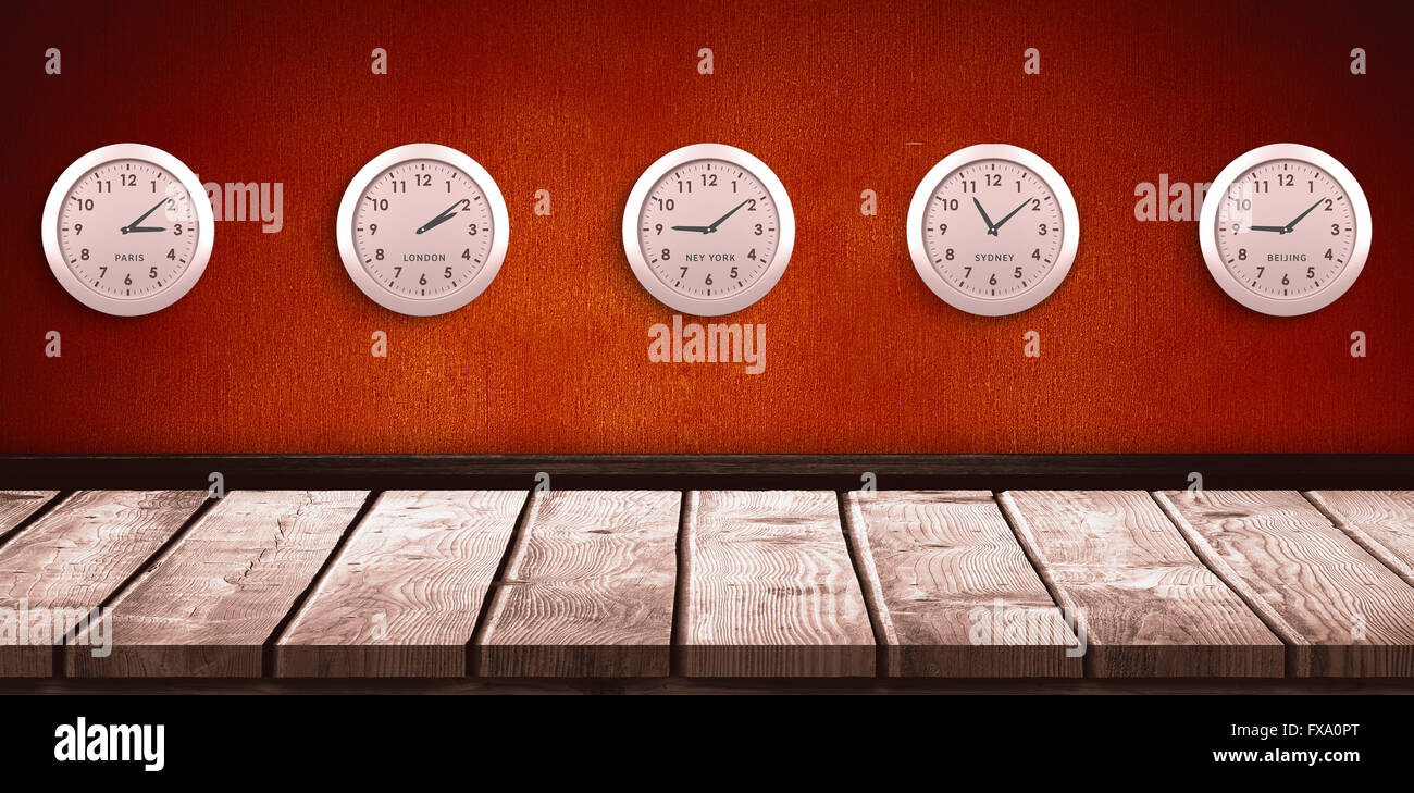 Composite image of five pink clock Stock Photo - Alamy