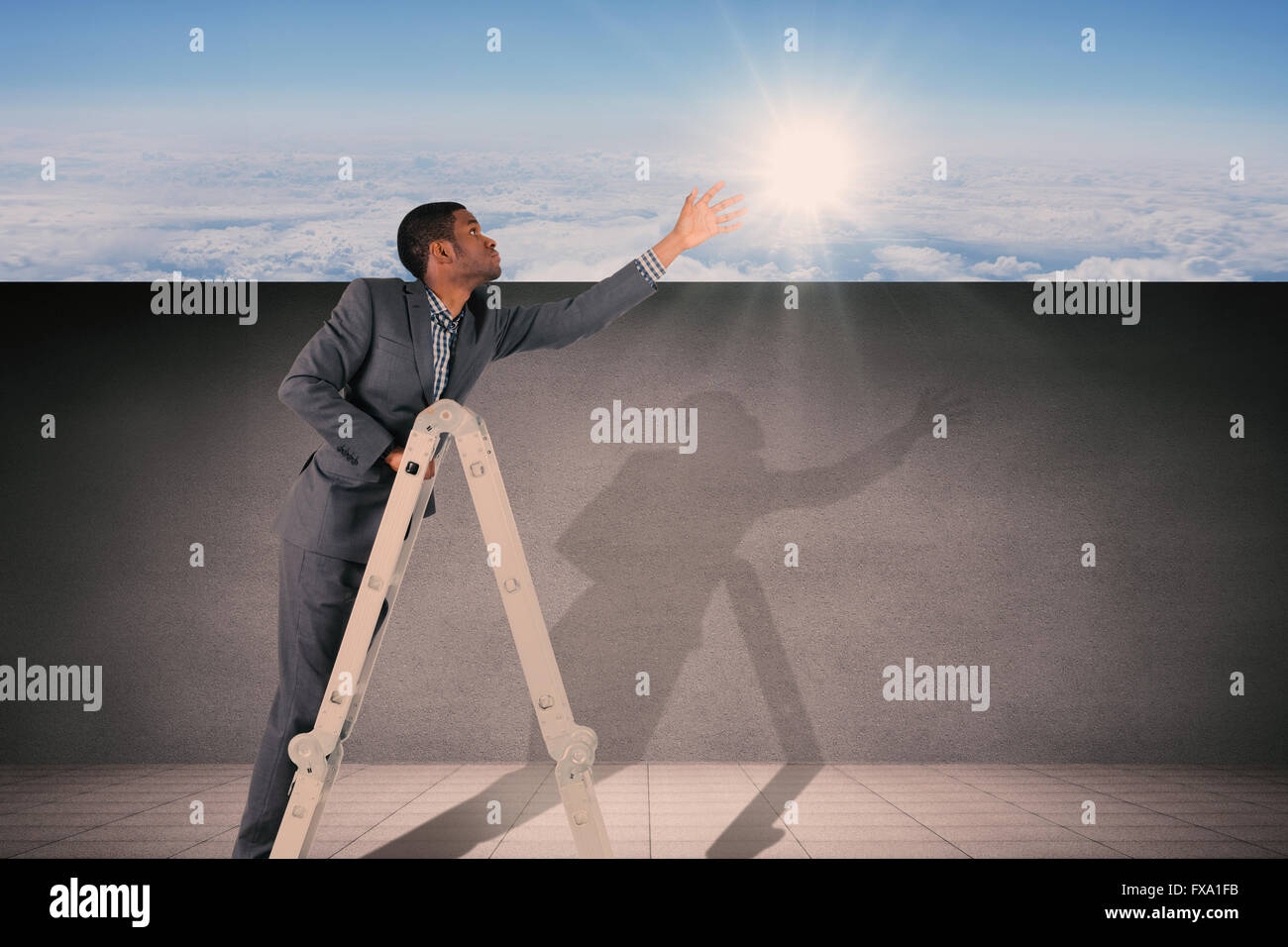 Man climbing career ladder illustration hi-res stock photography and ...