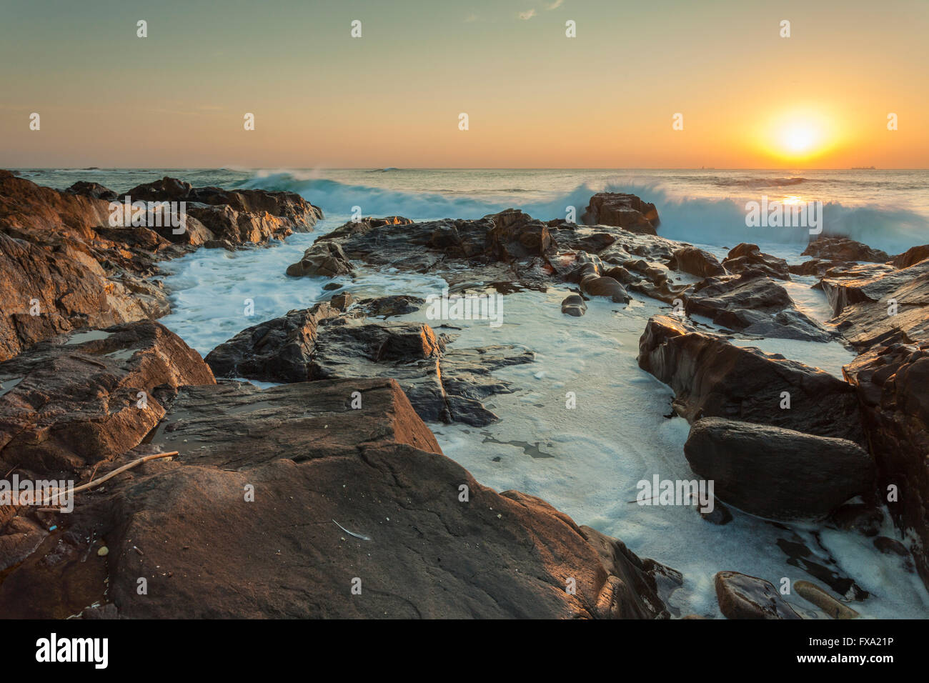 Sunset on the beach in Porto, Portugal Stock Photo - Alamy