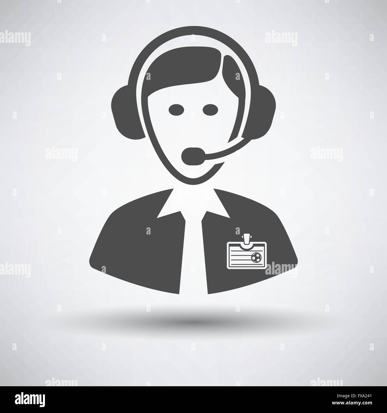 Soccer commentator icon on gray background with round shadow. Vector ...