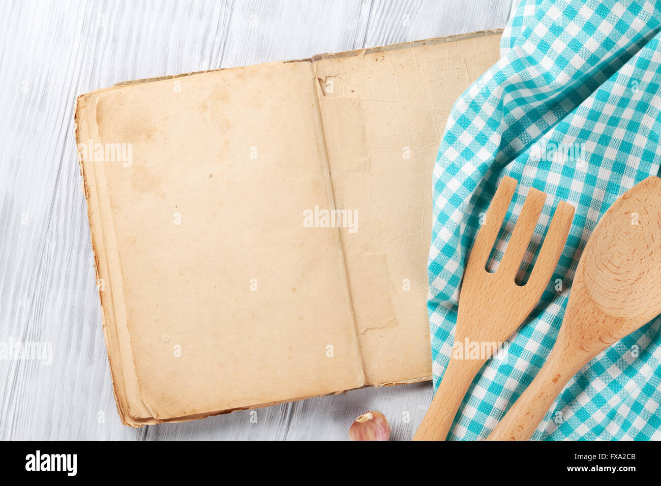 Kitchen wood table with book page hi-res stock photography and images ...