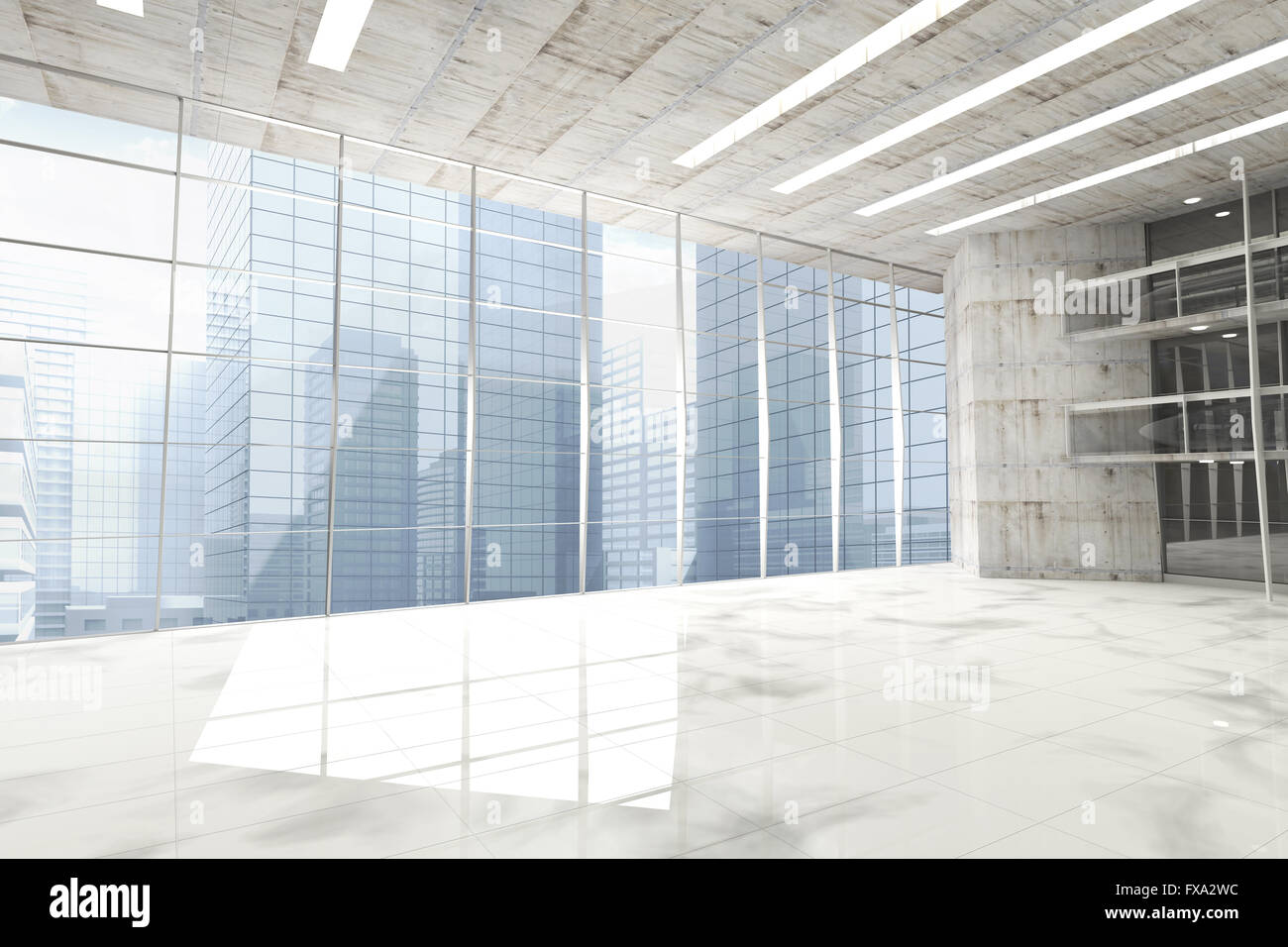 Modern room overlooking city Stock Photo - Alamy