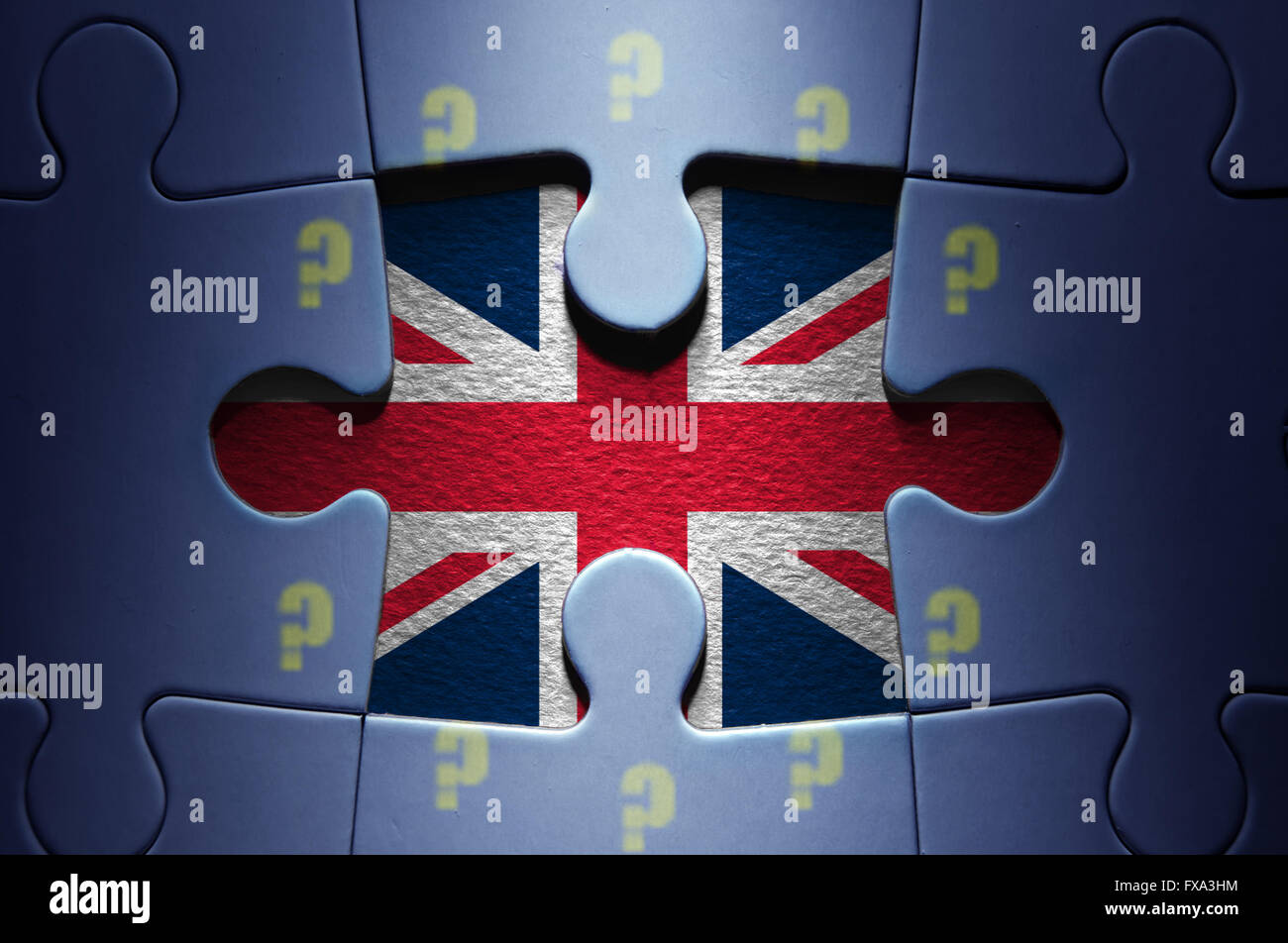 Missing piece from a jigsaw puzzle, brexit concept, revealing the ...